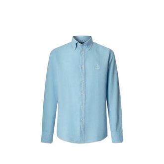 Fa&ccedil;onnable Chemise &agrave; logo brod&eacute; en lin