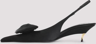 Saint Laurent Sandalen - Pointed Toe Slingback Sandals With Bow Detail - Gr. 36 (EU) - in Schwarz - f&uuml;r Damen