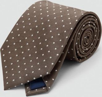 Mango Cravate soie pois marron moyen - Homme - Taille unique - MANGO MAN