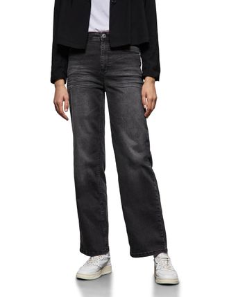 Street One Damen A378109 Jeans Loose Fit, Black Washed, 31W x 32L