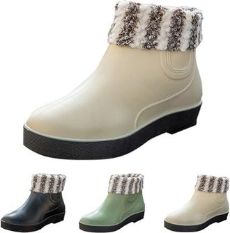 Generic Bottes de pluie imperm&eacute;ables pour femme avec doublure en peluche, chaussures en caoutchouc confortables, l&eacute;g&egrave;res, antid&eacute;rapantes, pour lext&eacute;rieur, le 