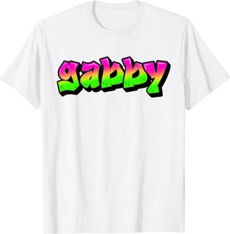 BDAZ Gabby Graffiti Personalisierter Name Gr&uuml;n Rosa Frauen M&auml;dchen T-Shirt