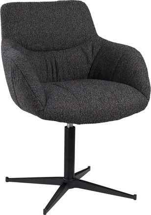 Novel Armlehnstuhl, Braun, Schwarz, Metall, Textil, Rundrohr, Drehkreuz, 63x85x66 cm, Stoffauswahl, Sitzfl&auml;che 360&deg; drehbar, Esszimmer, St&uuml;hle, Esszimmerst&uuml;