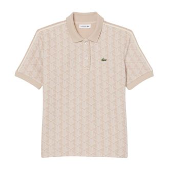 Lacoste Polo Slim FIT IN Jacquard CON Monogramma - - Tops - Damen - Beige - L