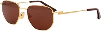 Bottega Veneta unisex, Accessoires, Jaune, Taille: 52 MM Lunettes de soleil rondes en m&eacute;tal