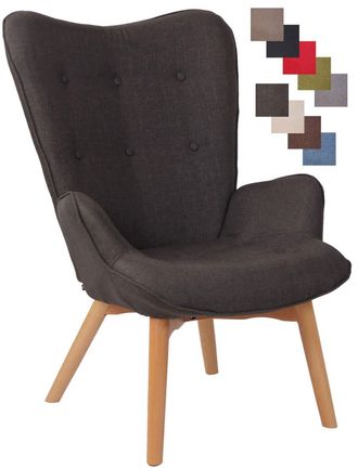 Clp Lounger Durham Mit Stoffbezug I Ohrensessel Mit Buchenholz Gestell I Loungesessel Mit Max. Belastbarkeit Bis 136 kg, Farbe:dunkelgrau