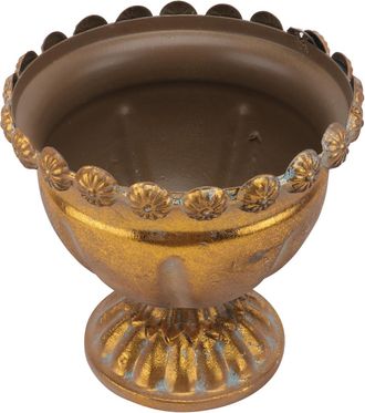 Happyyami Vase Gold Kleine Vintage Metall Urne Vasen Hochzeit Blumentopf Eimer 5.1 Zoll Urne Pflanzschale Antiker &Uuml;bertopf Mit Einzigartigem F&uuml;r Innen- Und Au&szlig;e