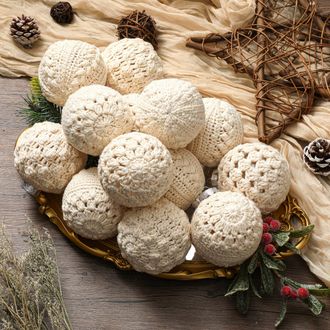 Syhood H&auml;kel-Weihnachtsschmuck, Bauernhaus, 4 Stile, 8 cm, handgefertigt, Vintage, rustikal, geh&auml;kelt, gestrickt, Weihnachtskugeln, Ornamente f&uuml;r Weihnachtsb