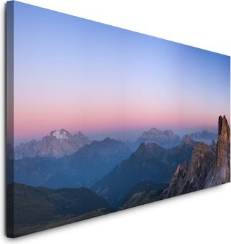 Paul Sinus Art GmbH D&auml;mmerung in den Dolomiten 120x 50cm Panorama Leinwand Bild XXL Format Wandbilder Wohnzimmer Wohnung Deko Kunstdrucke
