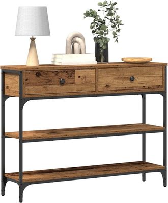 Generic Konsolentisch Altholz Schichtholz und Metall, Rechteckiger Konsolentisch, Robuster Holzwerkstoff, Leveler f&uuml;r Moderne R&auml;ume(Schwarz 100x25x75 cm) (100