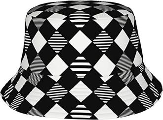 Generic Personnalisé Seau Chapeau Carreaux Blancs Chapeaux de Soleil de Plage Imprimé Bobs Homme pour pêche Outdoor activités