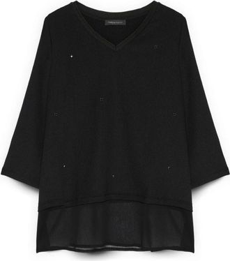 Fiorella Rubino Femme, Blouses et Chemises, Noir, Taille: 36 FR T-shirt en jersey avec applications