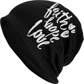 Generic Homme Femme Bonnets Tricot&eacute; Foi Esp&eacute;rance Amour Christianisme Bonnets De Ski Classique Hiver Chapeaux Mode Bonnet dhiver pour Course Hiver Patinage