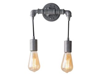 Luce Design Au&szlig;ergew&ouml;hnliche 2 flammige LED Wandleuchte im Industrielook mit Wasserrohr Zink Rostoptik