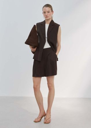 Mango Gilet costume revers marron - Femme - M - MANGO