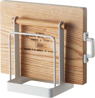 Yamazaki Tableware Yamazaki 2422 TOSCA Schneidebrettst&auml;nder, wei&szlig;, Stahl/Holz, Minimalistisches Design, 14 x 10,5 x 16 cm (LxBxH)