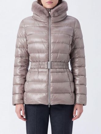 Herno Slim Fit Daunenjacke aus gestepptem Nylon mit Pelzkragen und G&uuml;rtel