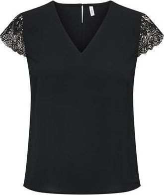 Only Onlelva FR S/S Haut en Dentelle &agrave; col en V CS Ptm pour Femme, Noir, S