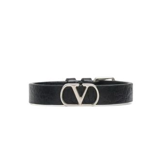 Valentino Garavani VLogo Lederarmband - - Accessories - Herren - Schwarzk - ONE SIZE