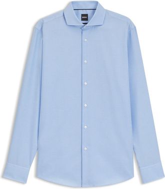 HUGO BOSS Knitterfreies Hemd mit Pepitamuster und extralangem Arm, Slim Fit in