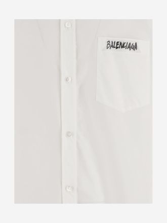 Balenciaga Mens Cotton Shirt With Logo White