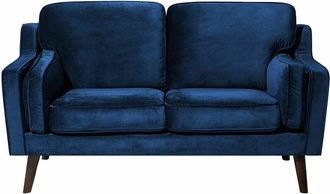 Beliani Beliani - Sofa Dunkelblau Samtstoff 2-Sitzer Retro Minimalistisch Wohnzimmer