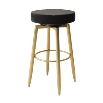 Generic Barhocker, drehbare Barhocker ohne R&uuml;ckenlehne, Hochstuhl aus PU-Leder f&uuml;r die K&uuml;che, runder Pub-Hochstuhl mit Fu&szlig;st&uuml;tze/Orange/H&ouml;he 65/75 cm