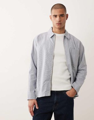 Selected Surchemise 100% coton &agrave; fermeture &eacute;clair double sens - Carreaux bleus