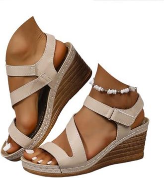 Generic Sandales orthop&eacute;diques larges pour femme avec sangle de cheville et bout ouvert - Semelle souple - Coupe large - Chaussures de plage confortables, Ya 