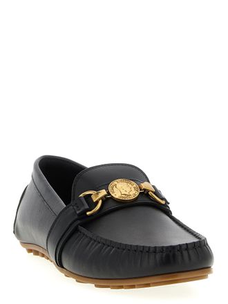 Moschino Mens Black Leather Slip-On Loafers