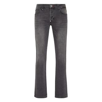 Philipp Plein Basic Denim Hose Straight Cut Supreme Iconic Plein - - Jeans - Herren - Grau - W31