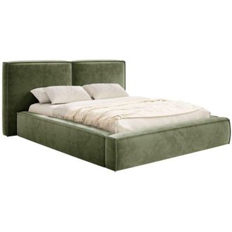 Selsey Selsey Tilves - Polsterbett 200x200 mit Bettkasten, Lattenrost, Velours, olivgr&uuml;n