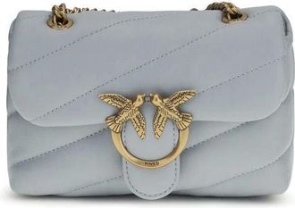 Pinko Pinko, Femme, Sacs, Bleu, Taille: ONE Size Sac bandouli&egrave;re Love Baby en cuir de veau