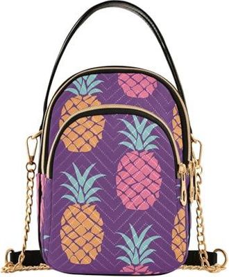 Mnsruu Sac à bandoulière pour femme - Motif ananas tropical violet - Petit sac à bandoulière avec sangle réglable