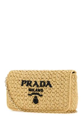 Prada Womens Raffia Crossbody Bag Naturalenero Borse A Tracolla