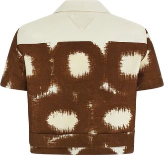 Prada Circle-Print Canvas Shirt - Brown