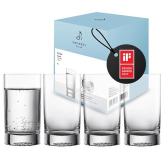 Zwiesel Glas Wasserglas Echo (4-er Set), modernes Trinkglas mit besonderer Bodenplatte, spülmaschinenfeste Tritan-Kristallgläser, Made in Germany (Art.-Nr. 123380)