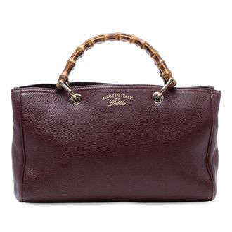 Gucci Medium Calfskin Bamboo Shopper Satchel