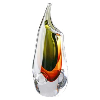 GILDE GLAS art Glas Art Vase Finesse - braun, gr&uuml;n, klar - Glas - H&ouml;he 30cm - wasserdicht - Blumenvase