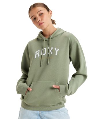 Roxy Womens SURF Stoked Hoodie Brushed E Pullover Sweater, Oil Green, M