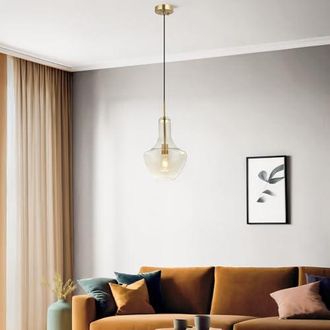 Opviq Antique Lacquer Chandelier, Metal Body, &Oslash;27 cm Glass Cap, Adjustable Height 80-167 cm, E27 Socket, Elegant Lighting for Home & Office, IP20 Rated