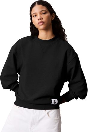 Calvin Klein Damen Sweatshirt Badge Logo Terry mit Rundhalsausschnitt, Schwarz (Black), M