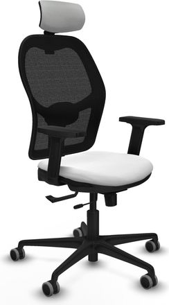 Piqueras y Crespo Ergonomischer Schreibtischstuhl mit 2D-Armen, h&ouml;henverstellbare Lendenwirbelst&uuml;tze und h&ouml;henverstellbares Kopfteil, Schwarz / Wei&szlig;