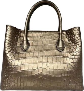Generic Sac cabas pour femme en cuir de crocodile v&eacute;ritable exotique et authentique, grand sac bandouli&egrave;re pour femme, id&eacute;al pour le travail