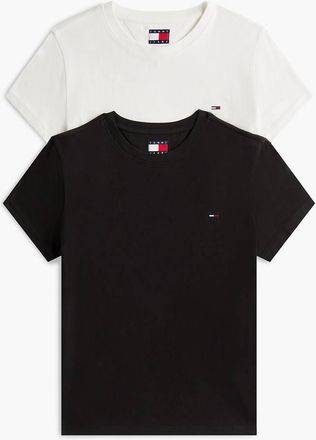 Tommy Jeans 2er-Pack schmal geschnittene T-Shirts in verschiedenen Farben mit Rundhalsausschnitt-Mehrfarbig