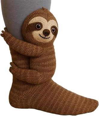 Generic Chaussettes danimaux, chaussettes 3D en tricot paresseux pour femmes, chaussettes amusantes de No&euml;l en coton &agrave; double couche, chaudes, chaussettes pel
