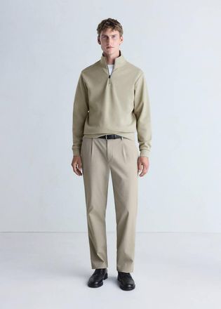 Mango Sweat col zipp&eacute; Thermolite gris clair/pastel - Homme - XXL - MANGO MAN