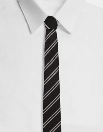 Dolce & Gabbana Krawatte Aus Seidenjacquard Regimentalstreifen - Mann Krawatten Und Einstecktuch Mehrfarbig Onesize