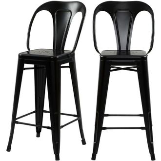 Rendez-Vous D&eacute;co Lot de 2 chaises pour &icirc;lot central 67 cm en m&eacute;tal noir mat - INDUS