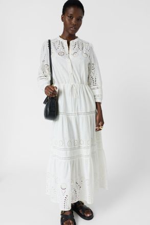 Gerard Darel Robe longue &agrave; broderies en coton - RHONIE - Ecru